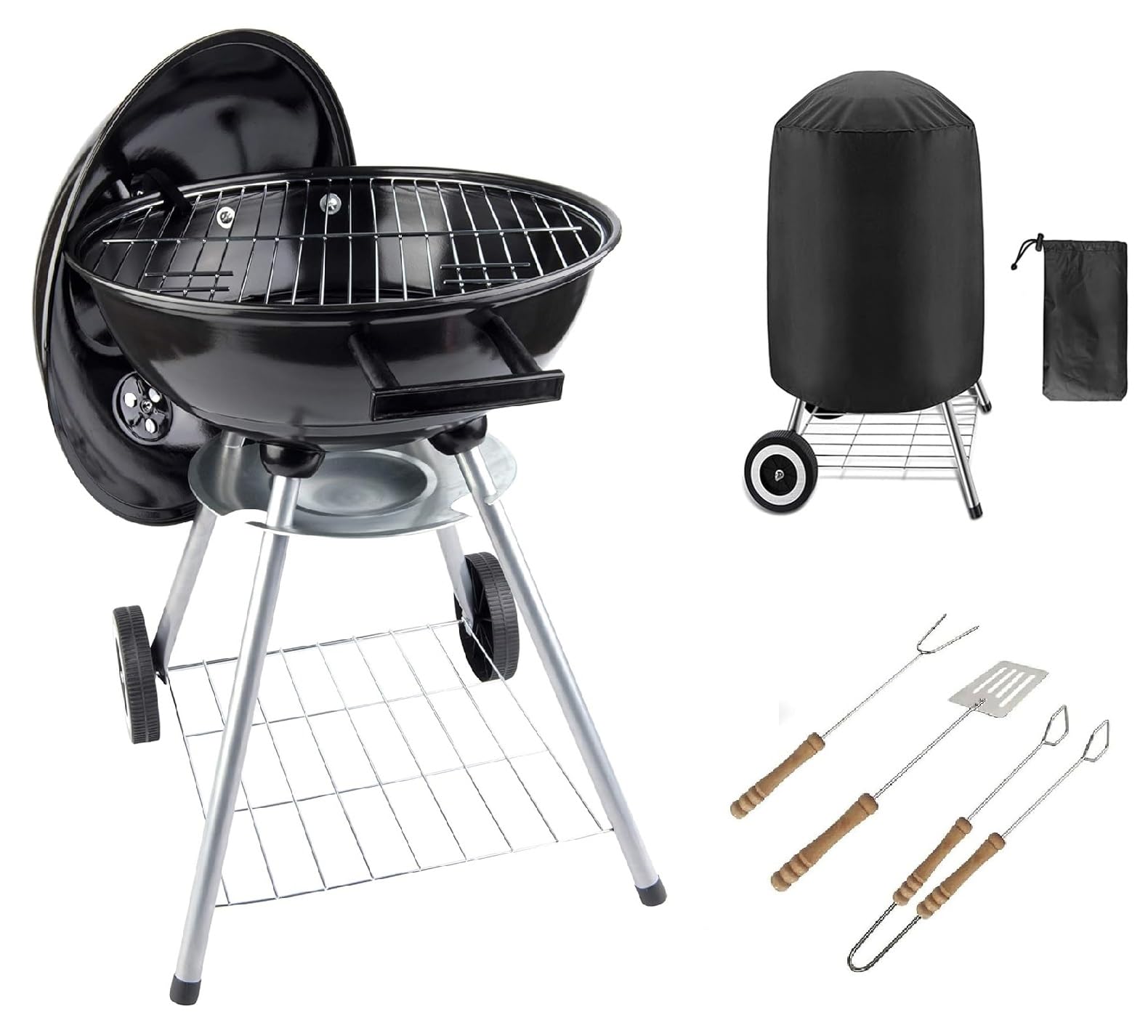 Portable Charcoal BBQ Grill Patio 18 inch Kettle Camping Barbecue ...