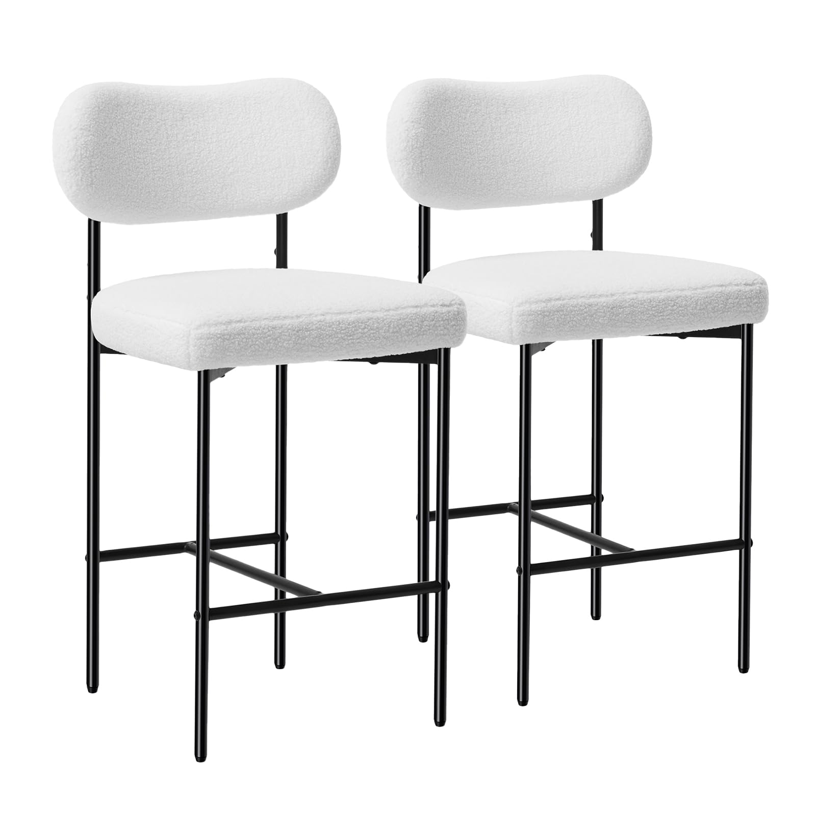 Amazon.com: HOMMPA 26''Bar Stools Set of 2 Boucle Counter Stools Set ...