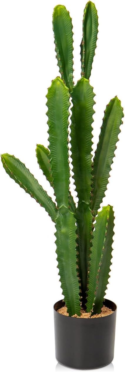 Amazon.com: DILATATA 32.5” Tall Fake Cactus Plant Potted Large Cactus ...