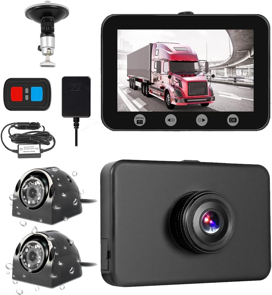 Amazon.com: VSYSTO 3CH Truck Dash Cam, 3" LCD Screen 1080P Front & 720P ...
