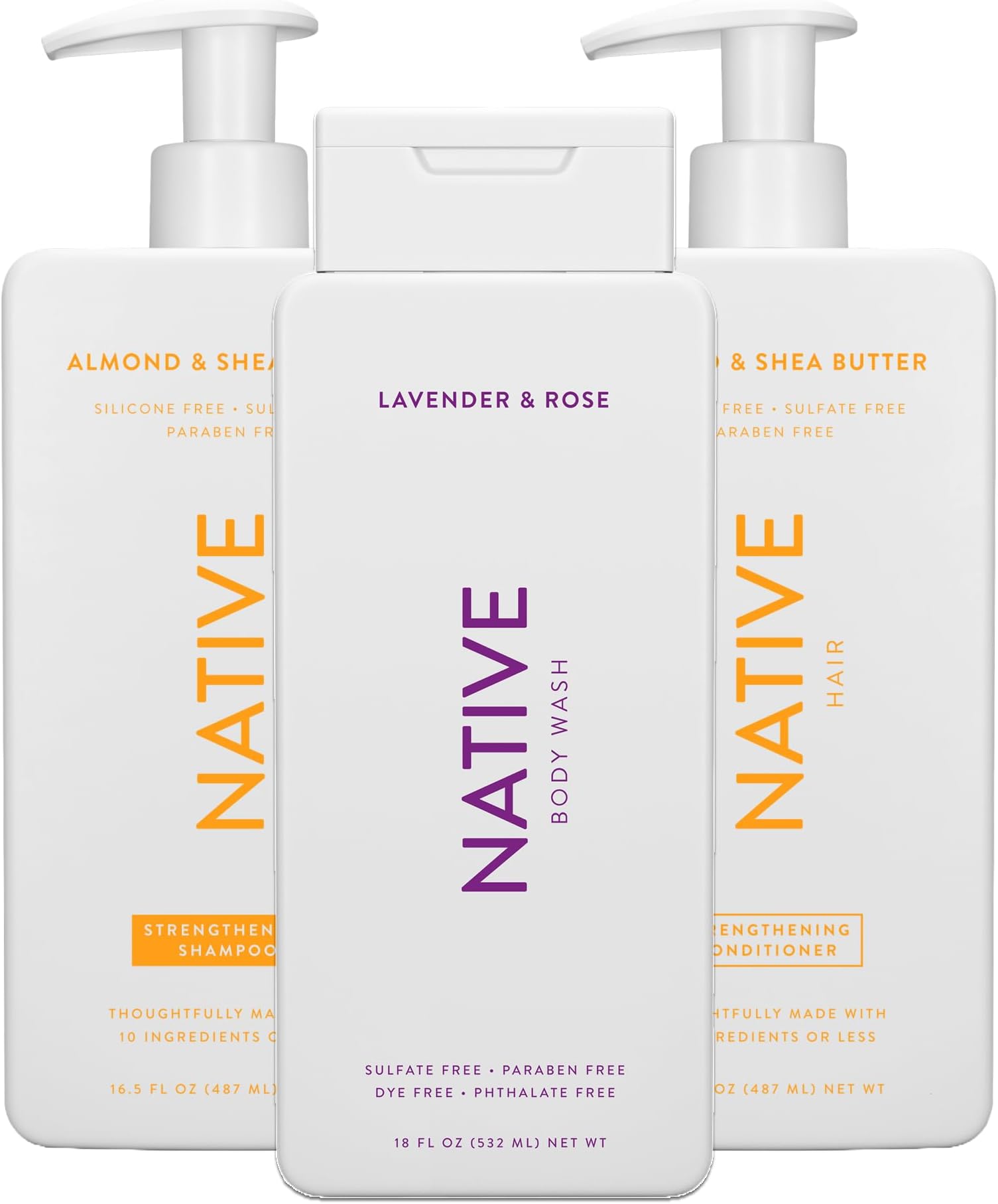 Amazon.com : Native Lavander & Rose Body Wash 18 oz 2 Pk + Native ...