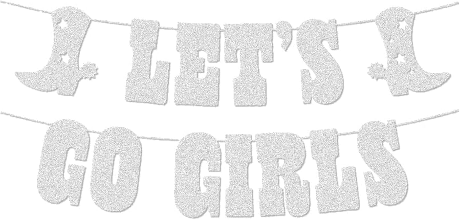 Amazon.com: Let's Go Girls Glitter Banner - Silver, 5 Ft. Bachelorette ...