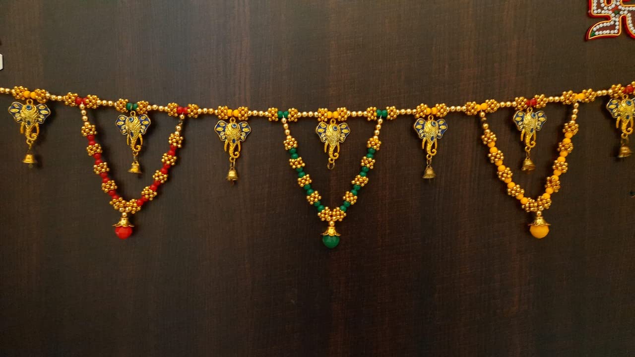 Buy Saharsh Golden Elephant Pendant Toran for Main Door SMMBe 3 Feet ...