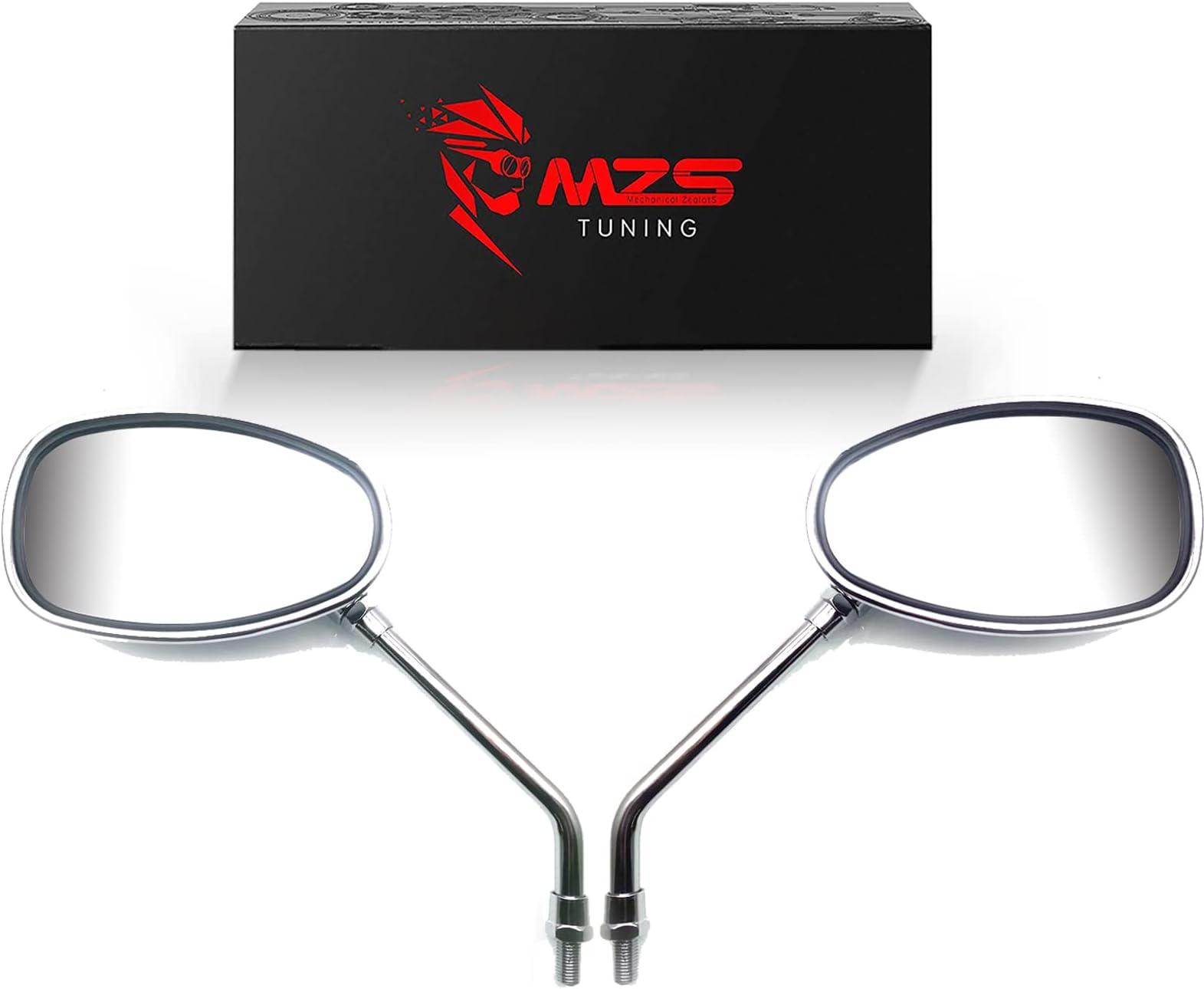 Amazon.com: MZS Cruiser Motorcycle Mirrors Chrome, Touring Rear View ...