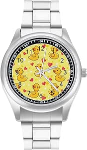 Amazon.com: Cute Rubber Duck Watches Stainless Steel Band Wristwatch ...