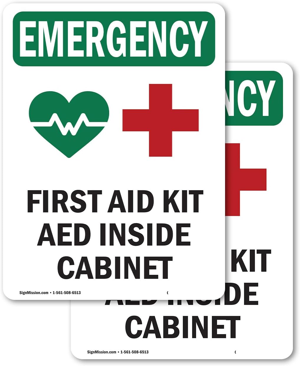 Amazon.com: (2 Pack) First Aid Kit AED With Symbol OSHA Emergency Sign ...