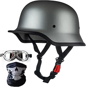 Amazon.com: German Style Motorcycle Helmet, Thin Skull Cap Half Helmet ...