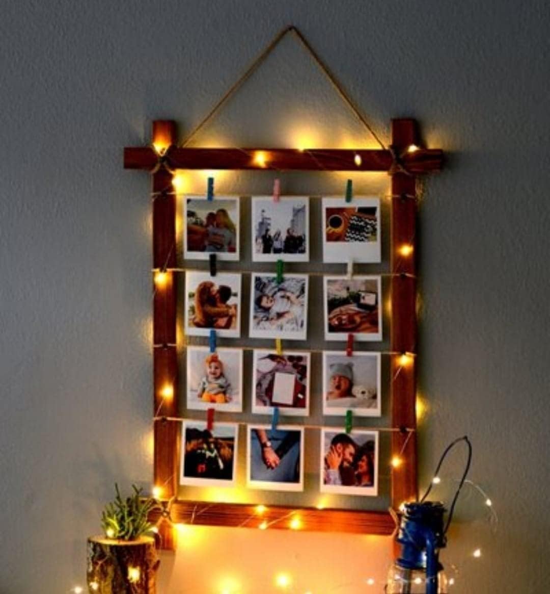 Amazon.com: DECOLIFE Natural Looking Wooden Photo Frame With Led Light ...