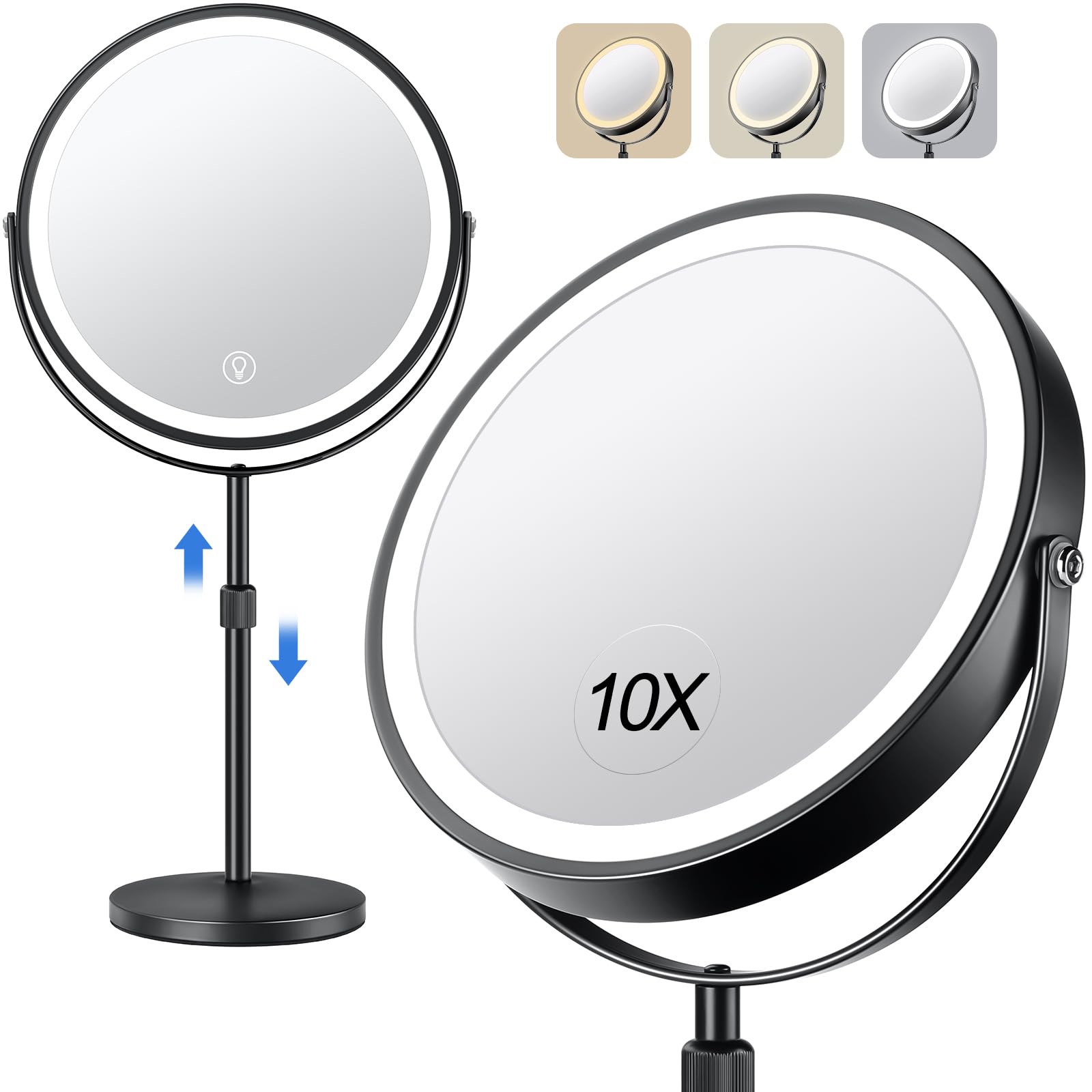 Amazon.com - 10x Large Lighted Makeup Mirror, Rechargeable 8" Height ...