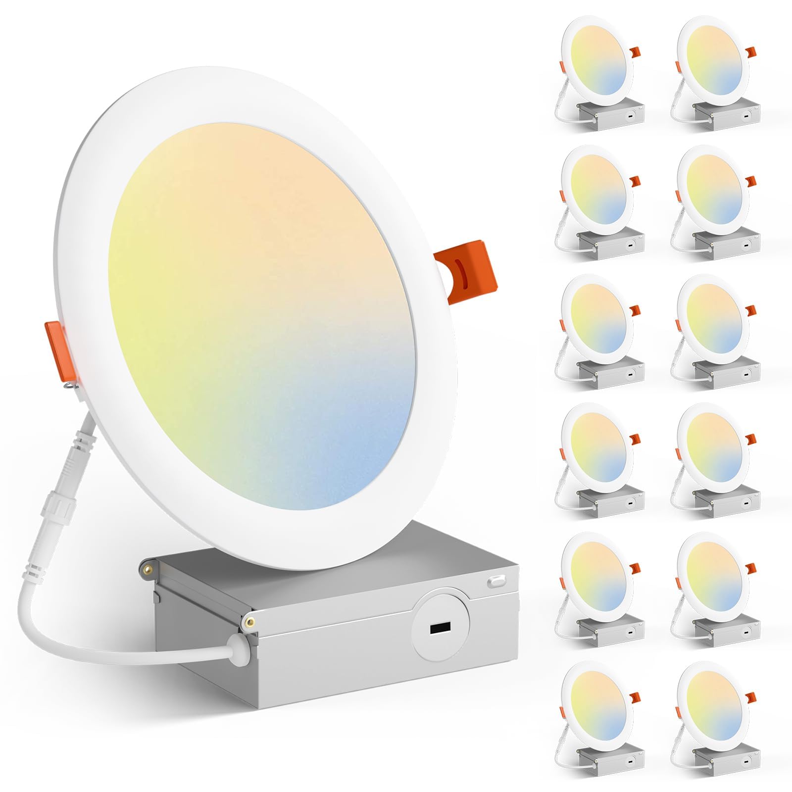 Amico 12 Pack 6 Inch 3CCT Ultra-Thin LED Recessed Downlight with ...