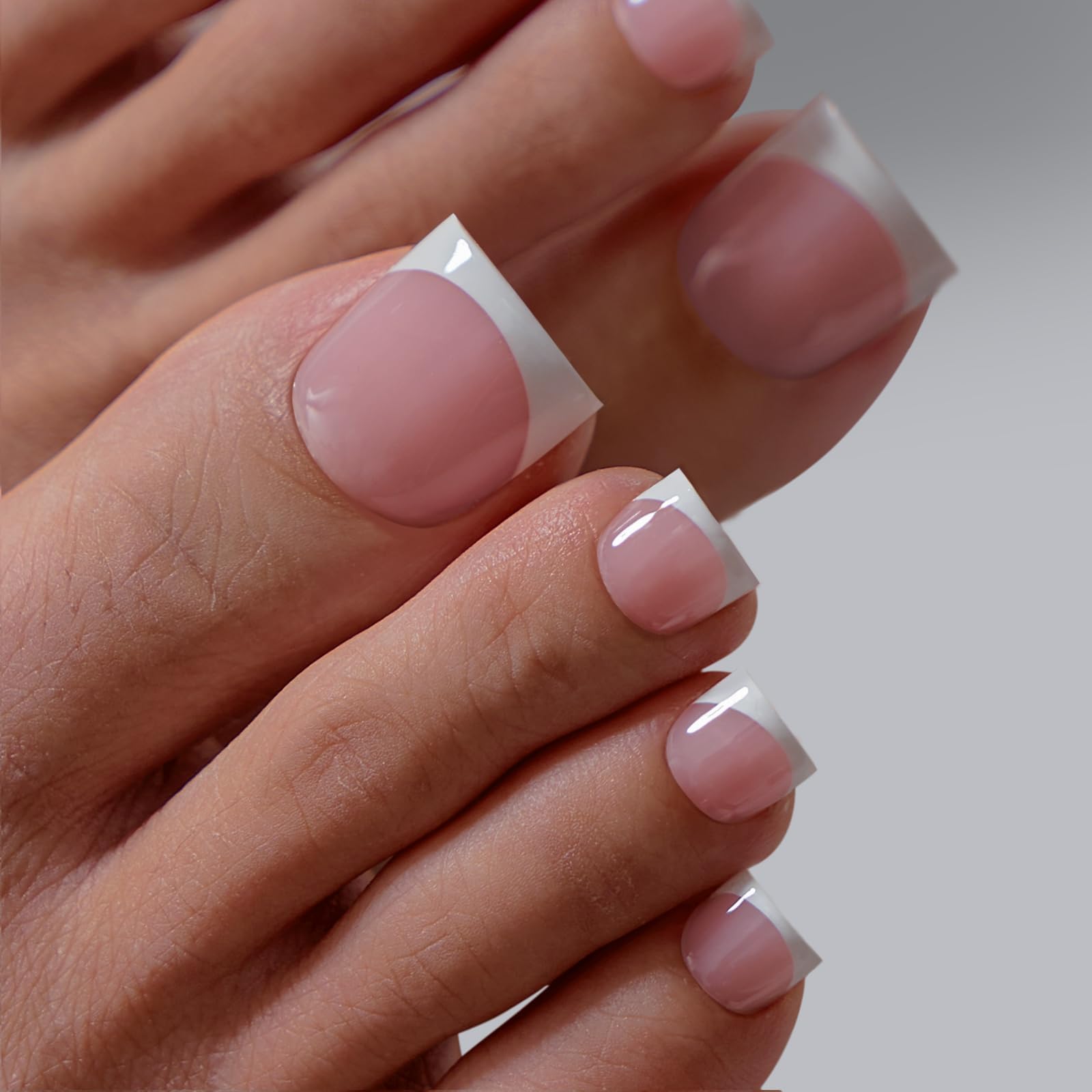 Amazon.com: BTArtbox Chrome Press On Toenails, Pink Short Toenail Press ...
