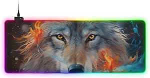 Amazon.com: NFMILI Fox Water Flame RGB Mousepad Led Mouse Pad, Large ...