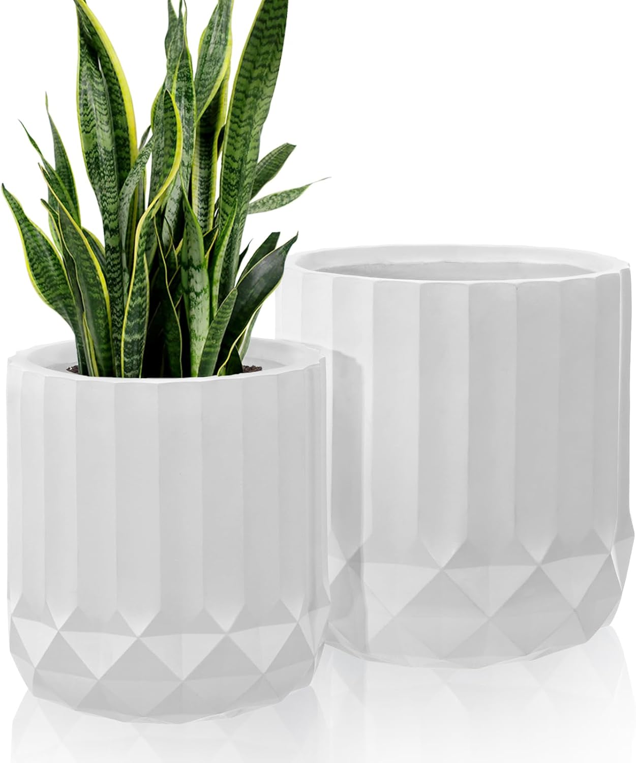 Amazon.com : BAYN 12/10 Inch Round Pots for Plants, 2 PKS Modern Fluted ...