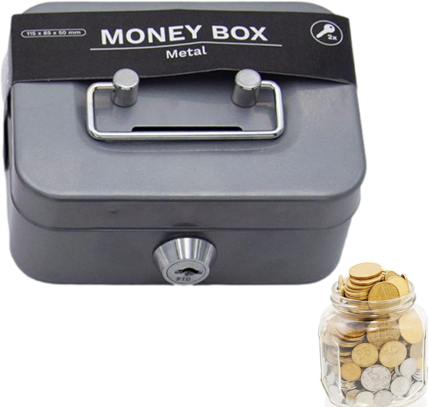 Amazon.com: Small Money Box Cash Box with Lock and Slot | Cash Box with ...