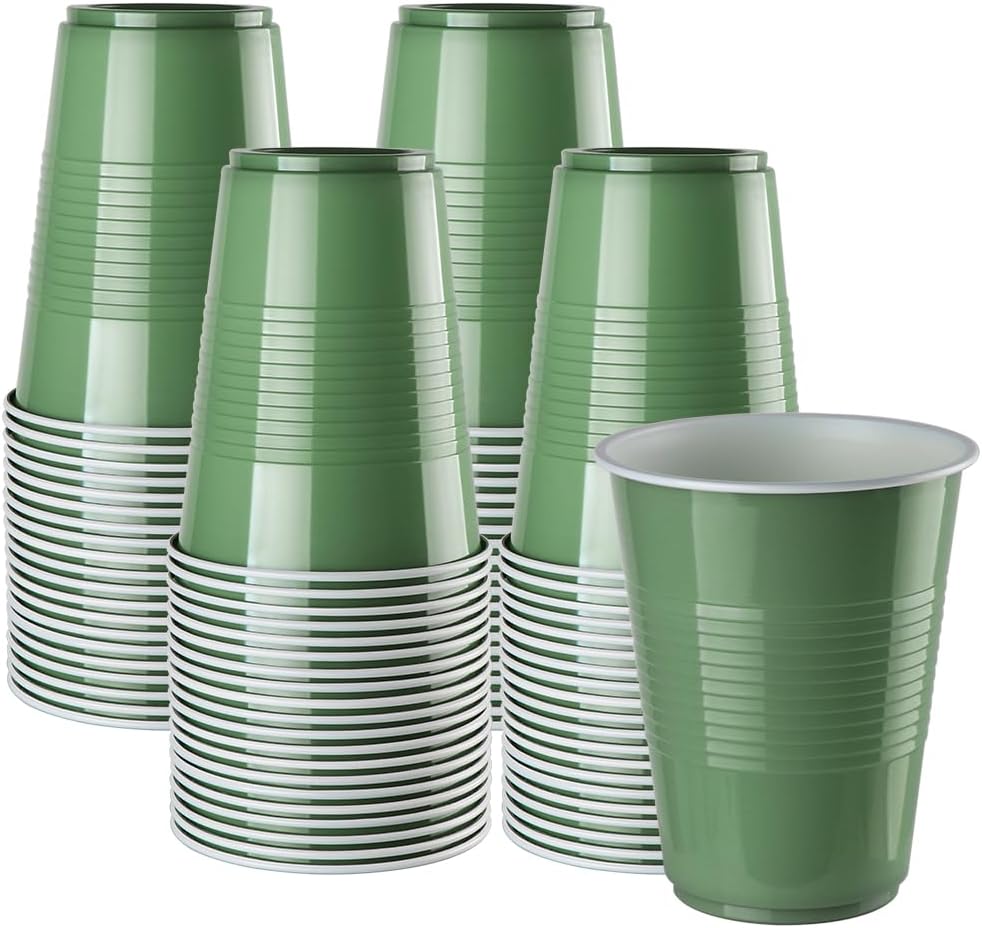Amazon.com: QIHUANKJ Disposable Plastic Cups, Jade Green Disposable ...