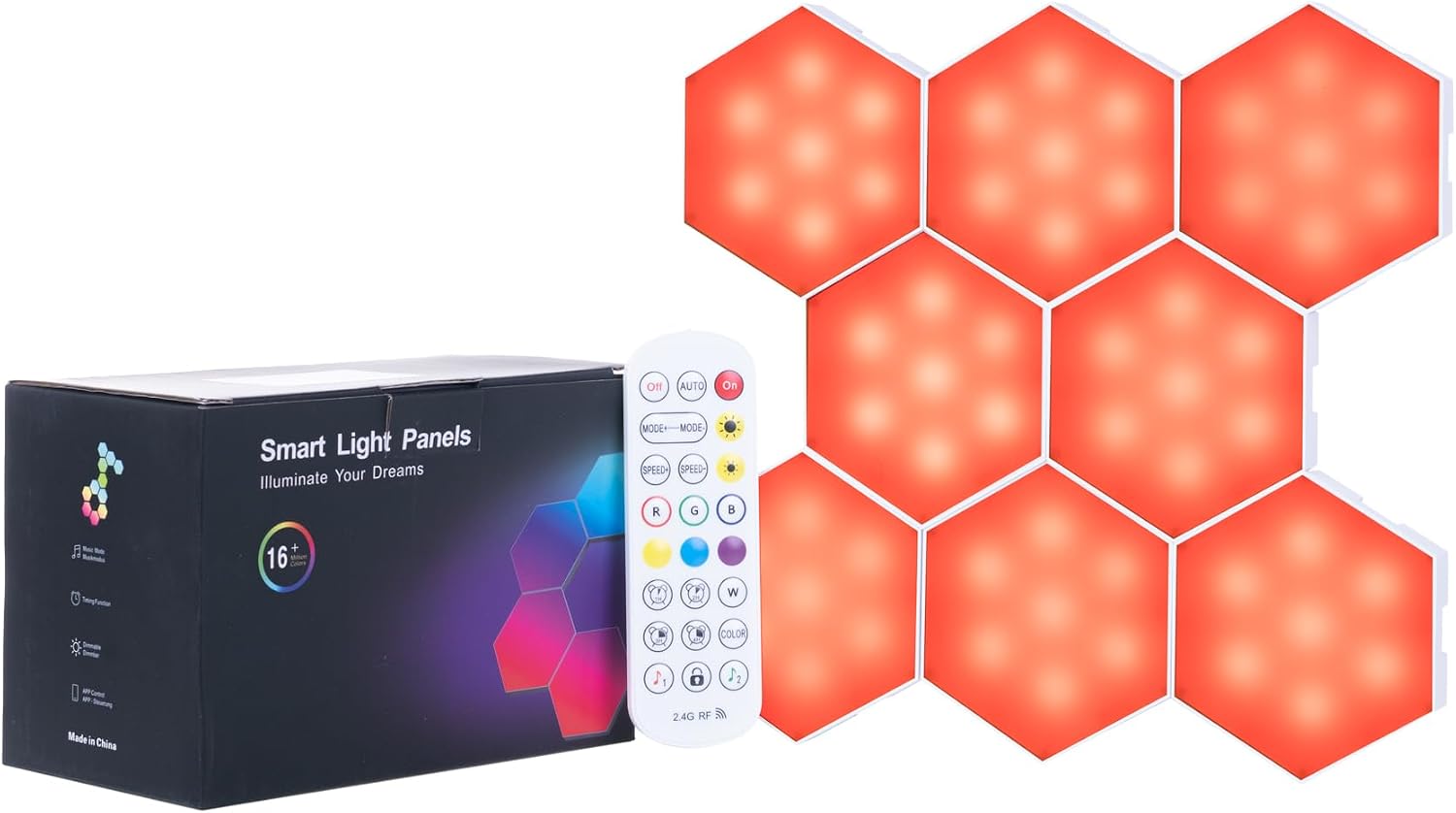 Bluecaps Hexagon LED Panels - Hex RGB Smart Wall Sensory Lights with ...