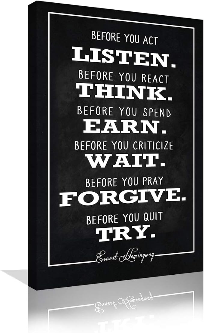 Amazon.com: Ernest Hemingway Quote Poster Inspirational Wall Art ...