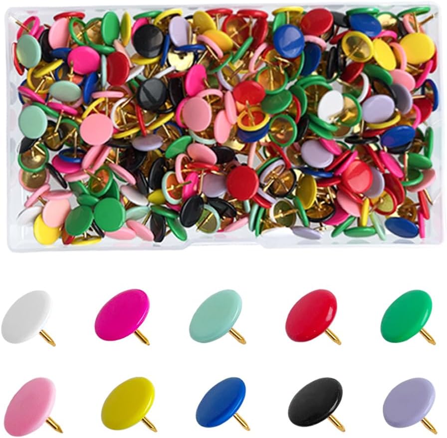 Amazon.com: 300 PCS Colors Thumb, Tacks Plastic Round Head Thumbtack ...