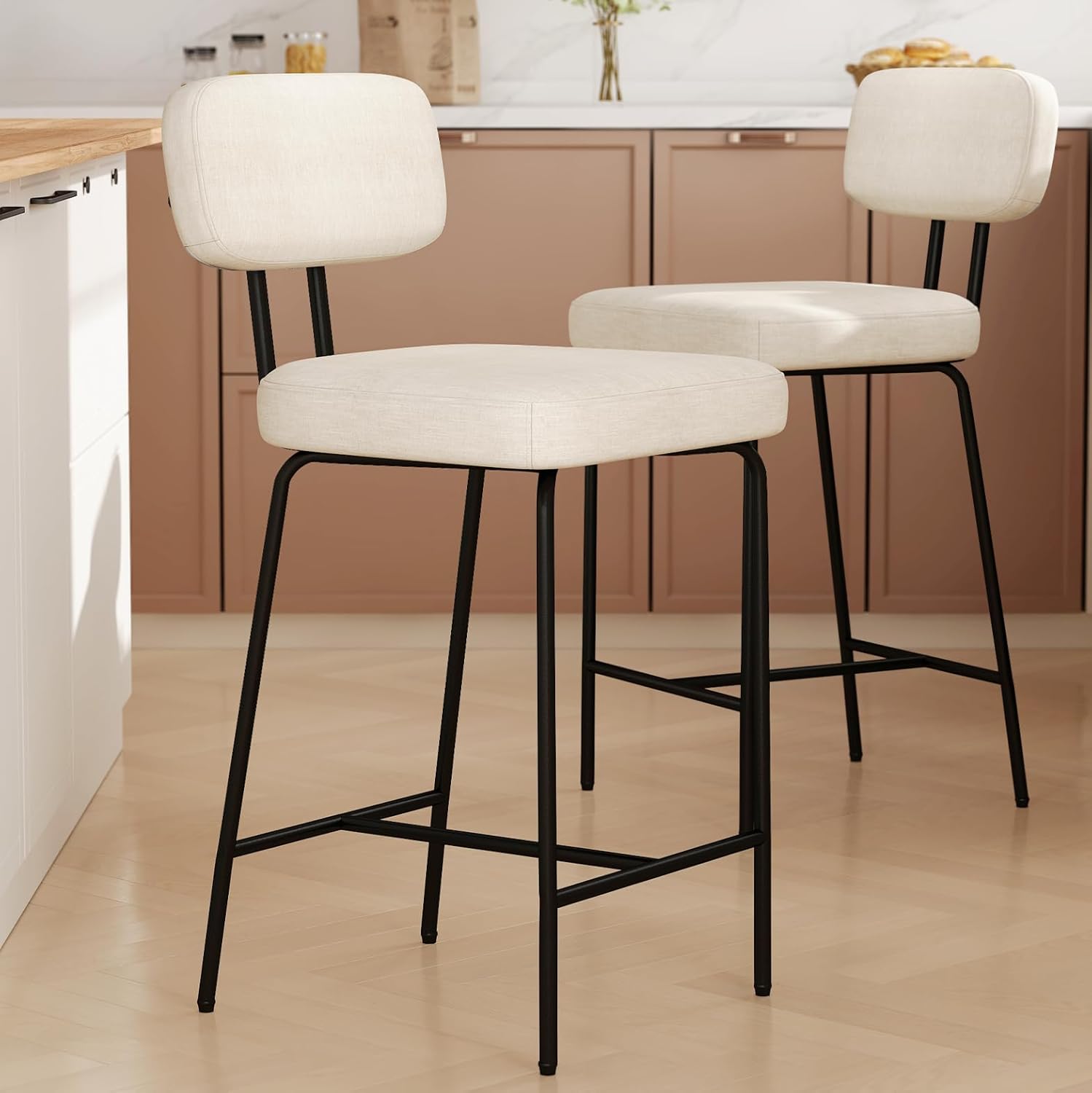Amazon.com: Genpo Counter Height Bar Stools Set of 2, 26" White Counter ...