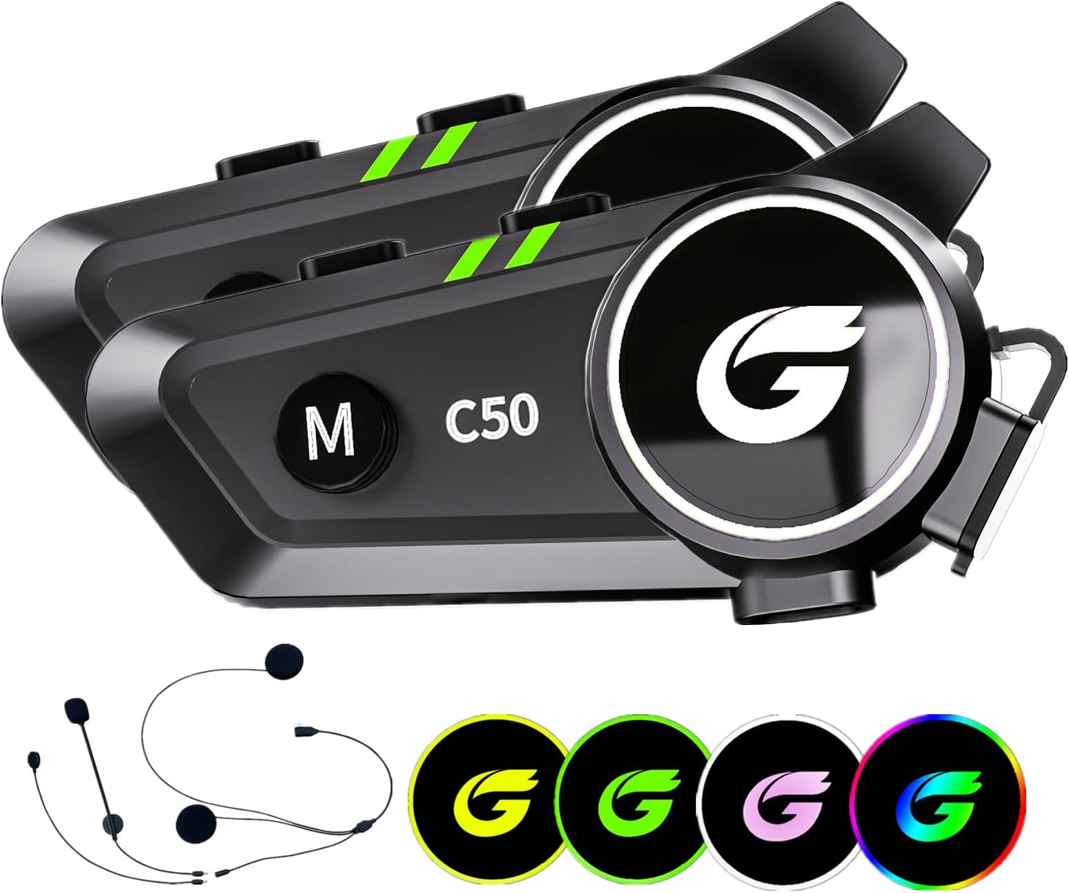 Amazon.com: Motorcycle Helmet Bluetooth Headset with Stereo Sound, C50 ...