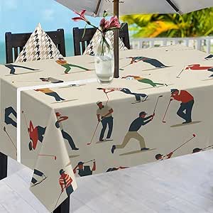 Amazon.com: Mintoprints Golf Ball Outdoor Tablecloth with Umbrella Hole ...