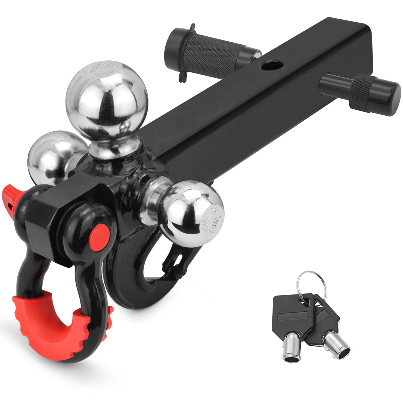 Amazon.com: Upgraded Trailer Hitch Tri-Ball Mount with Hook & Shackle ...