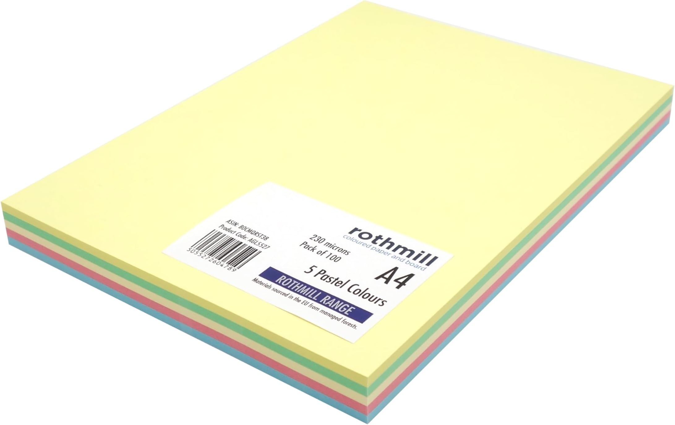 Rothmill Card, 175gsm (230 microns), A4 (210x297mm), 100 Sheets, 5 ...