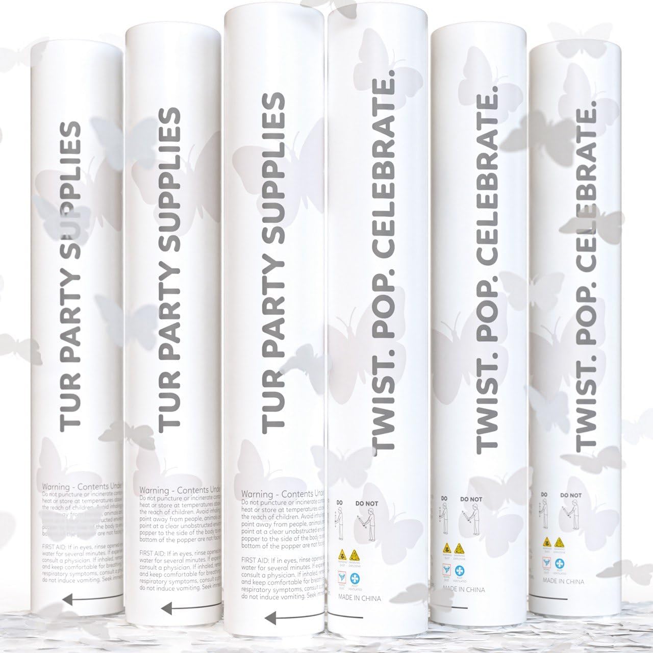 Amazon.com: White Biodegradable Butterfly Confetti Poppers Confetti ...