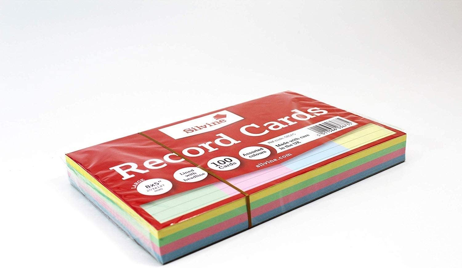 8x5" Silvine Colored Record Cards Pack(100) +(Pen Free)… : Amazon.co.uk ...