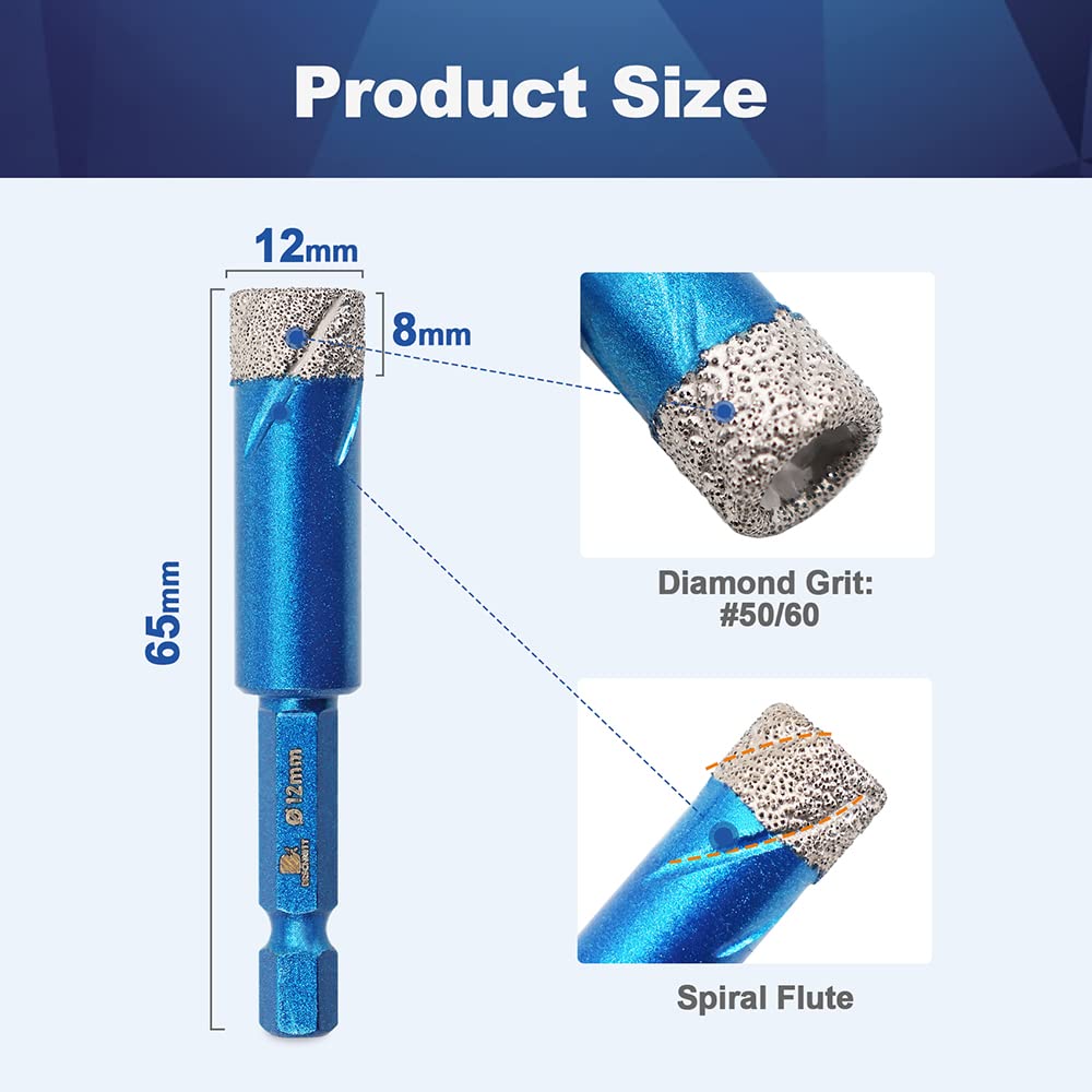 Snapklik.com : BRSCHNITT 12mm Diamond Drill Bit, 1/2 Inch Hole Saw For ...