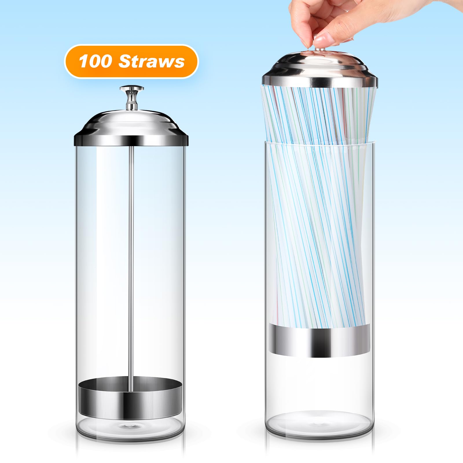 Snapklik.com : Patelai 10.6 Inch Clear Plastic Straw Dispenser And 100 ...
