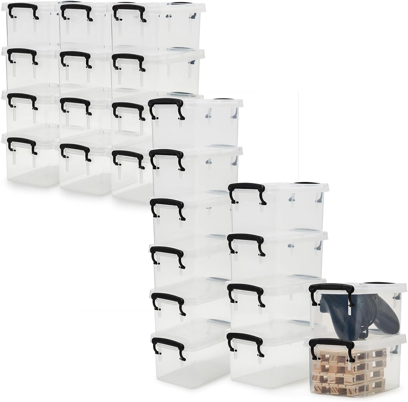 Amazon.com - EZOWare Set of 24 Lidded Clear Storage Bin Boxes Bundle ...