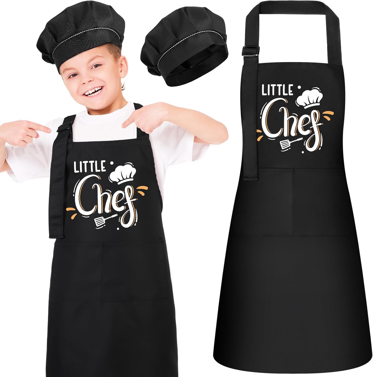 Amazon.com: XLSXEXCL Kids Apron and Chef Hat Set, “Little Chef” Apron ...