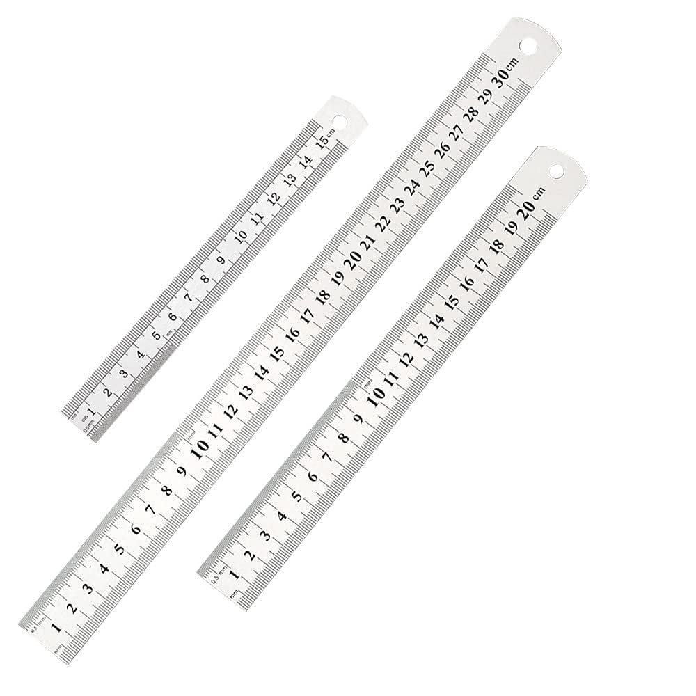 XFTSUNRISE 3PCS Stainless Steel Rulers Metal Ruler Set Straight Rulers ...