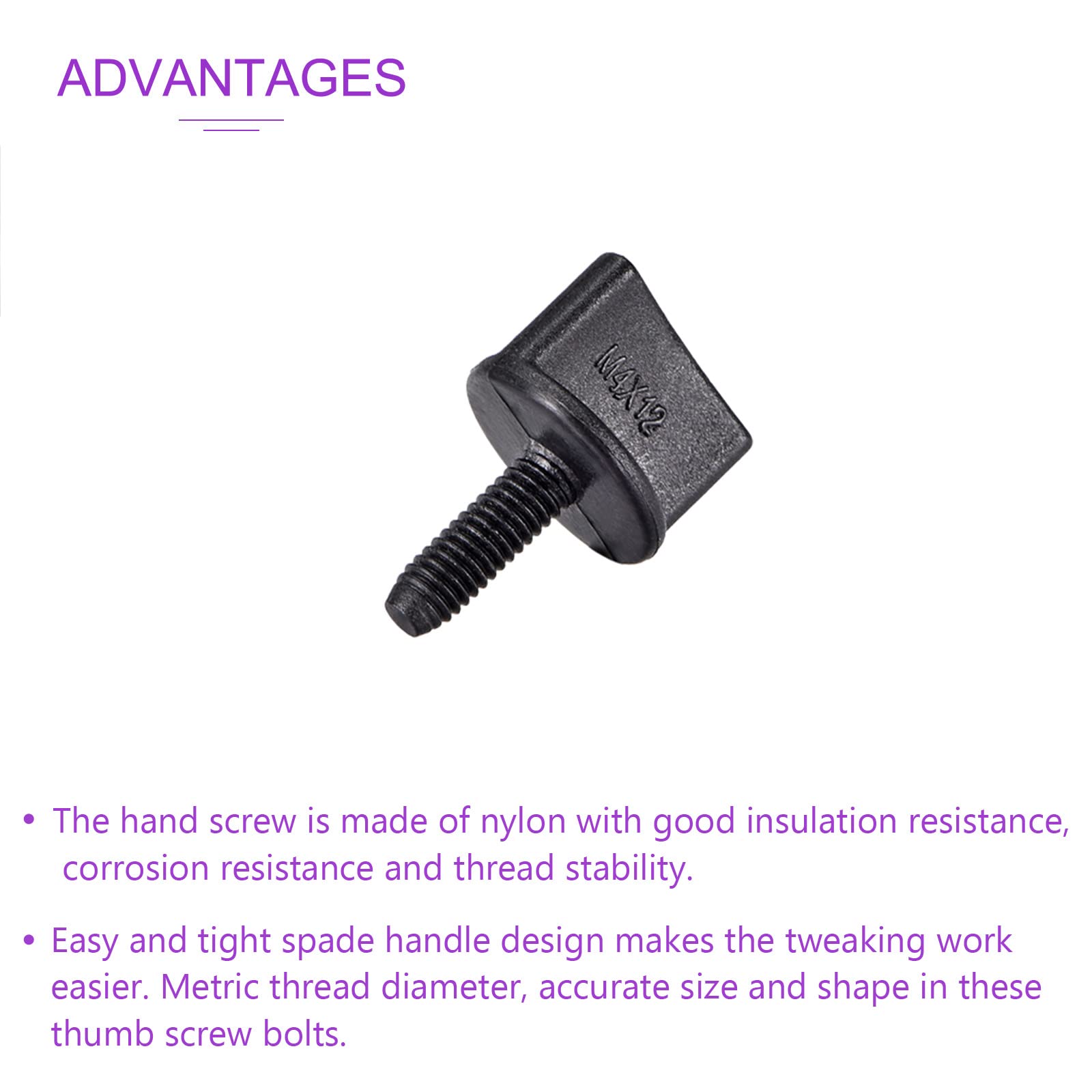 Uxcell M4 X 20mm Thumb Screw Bolt With T Nut Hand Driven Spade Nylon...