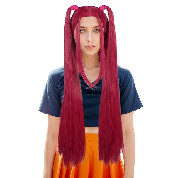 Amazon.com: yuehong Adult Long Pink Double Braided Anime Cosplay Wig ...