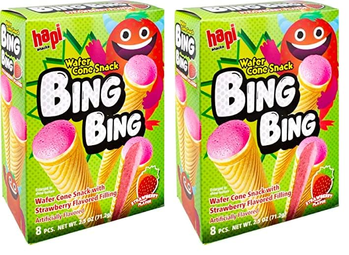 Amazon.com: Hapi Bing Bing Cone Snack with Strawberry Flavored Filling ...