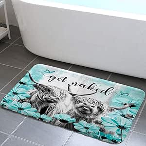 Amazon.com: Farmhouse Cow Bath Rugs for Bathroom, Rustic Bull Western ...