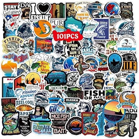 Amazon.com: Go Fishing Stickers 101PCS Outdoor Adventure Waterproof ...