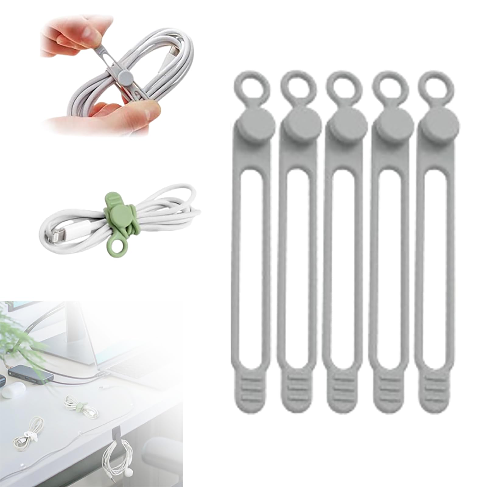 Amazon.com: Silicone Cable Ties, 2024 New Data Cable Organizer Silicone ...