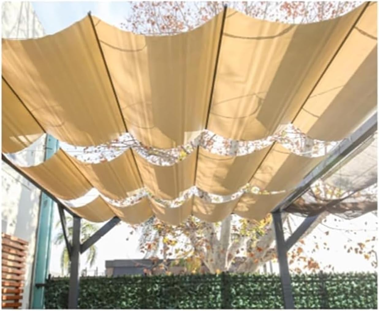 Amazon.com : Retractable Sun Shade Canopy Pergola Sun Shade Cover Wave ...