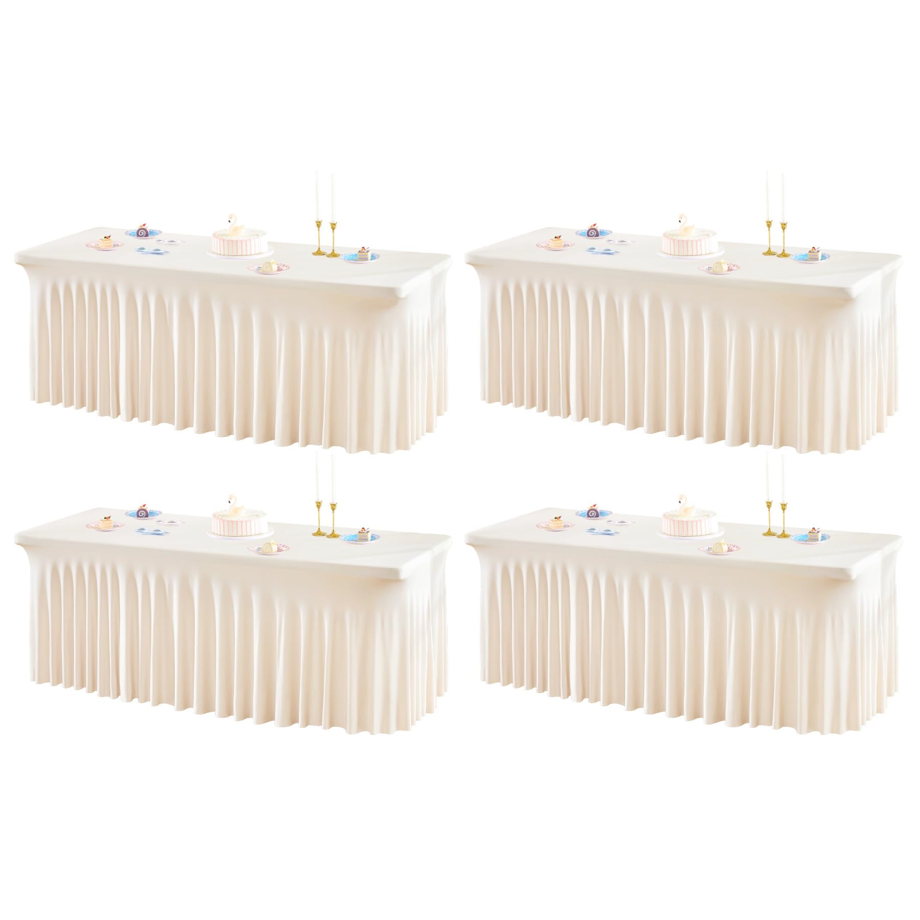 Amazon.com: 4 Packs Ivory Table Clothes for 6 Foot Rectangle Tables ...