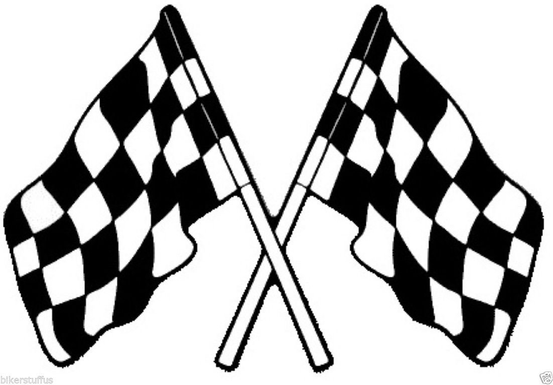 Amazon.com: Dual Checkered Flags Sticker Laptop Sticker Bumper Sticker ...