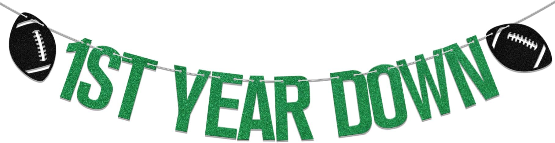Amazon.com: 1st Year Down Banner, 1st Year Down Birthday Decorations ...