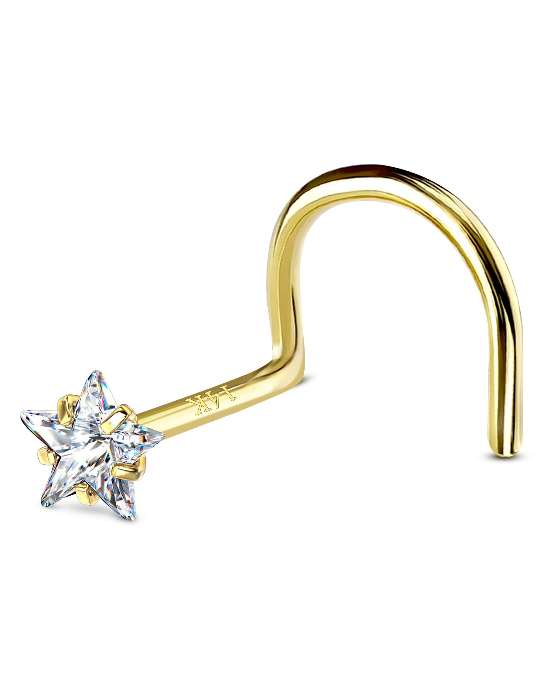 Amazon.com: COCHARM 14k Solid Gold Nose Studs 14k Gold 3mm Nose Rings ...