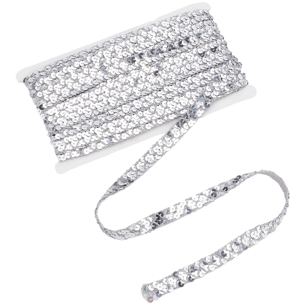 Amazon.com: PH PandaHall 14 Yards Silver Sequin Trim 15mm Ribbon Sewing ...