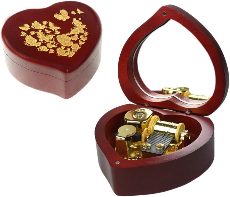Amazon.com: HOLLY TRIP Vintage Music Box, Heart Shape Wooden Mechanism ...