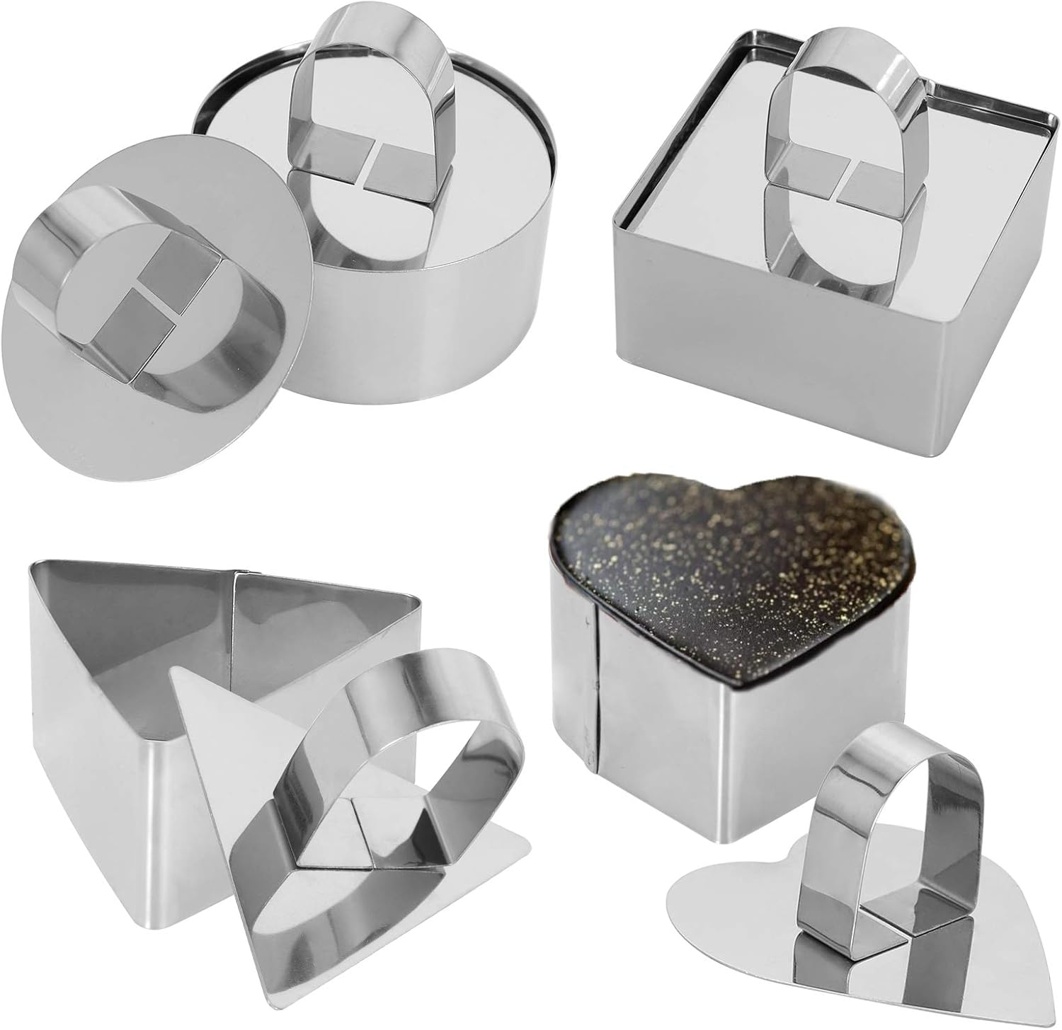 Steel Cake Rings, 3 x 3 inch Dessert Mousse and Pastry Baking Mold, Set ...