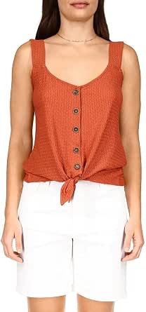 Sanctuary Womens Golden Hour Button-Down Tie Front Tank Top Red XXS at ...