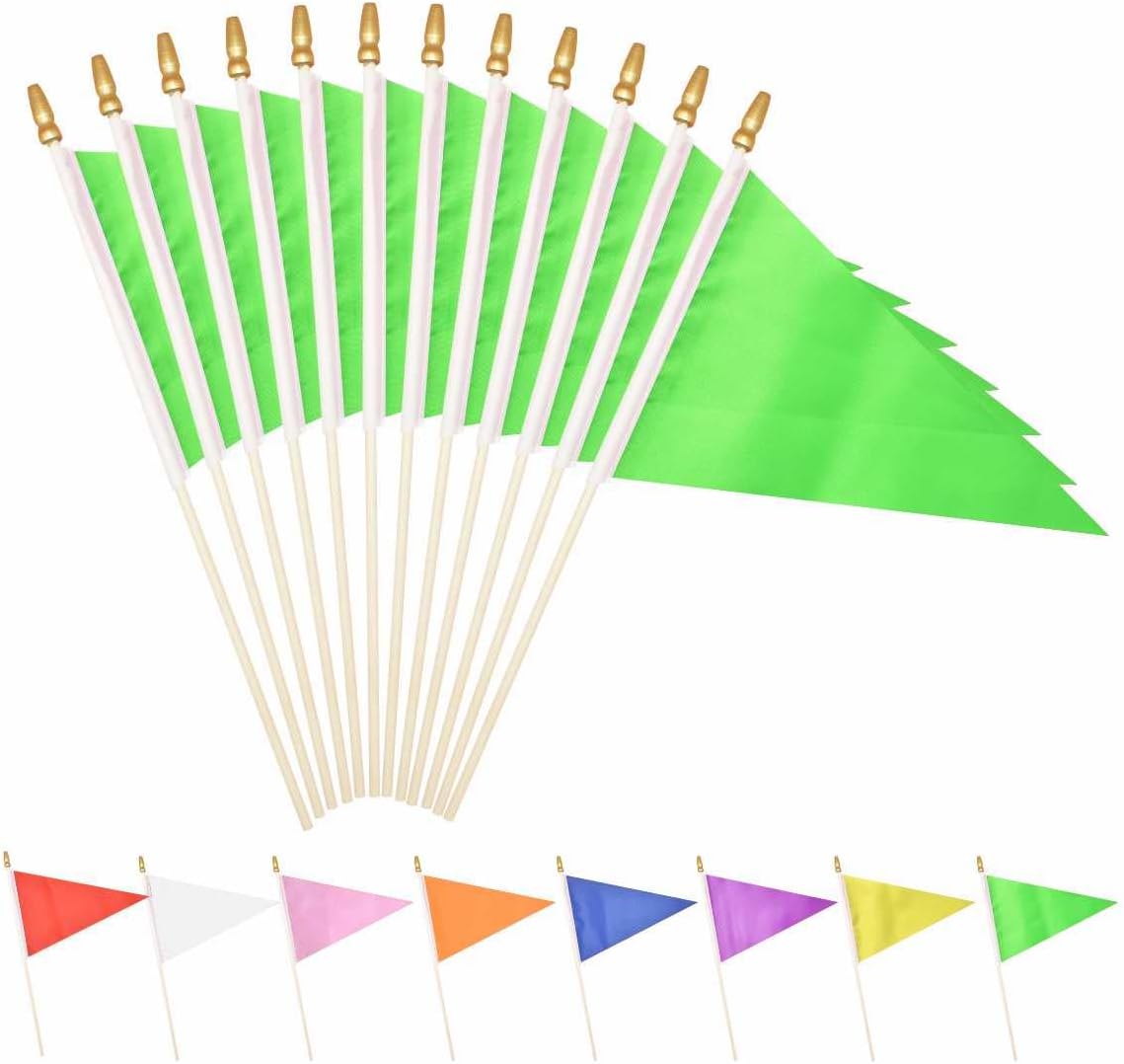 Amazon.com : XCFH Small Solid Plain Green Pennant Stick Flag Mini ...